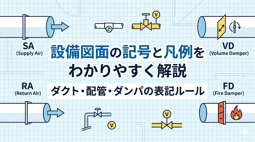 設備図面の記号と凡例をわかりやすく解説｜ダクト・配管・ダンパの表記ルール｜建築設備NOTE